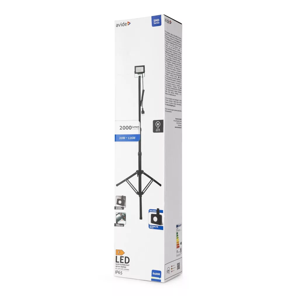 Avide LED Opál Reflektor Slim PIR mozgásérzékelővel, SMD 20W hideg ...