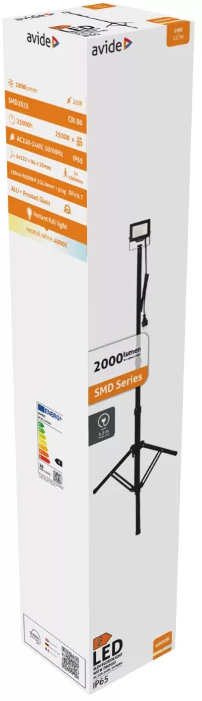 Avide LED Opál Reflektor Slim SMD 20W természetes fehér 4000K 1 fej ...